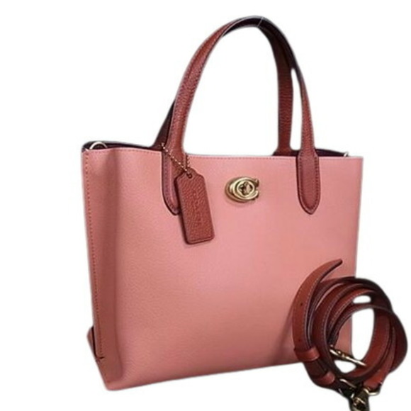 Coach | Bags | Coach Willow Tote 24 Colorblock Pink Leather Shoulder ...